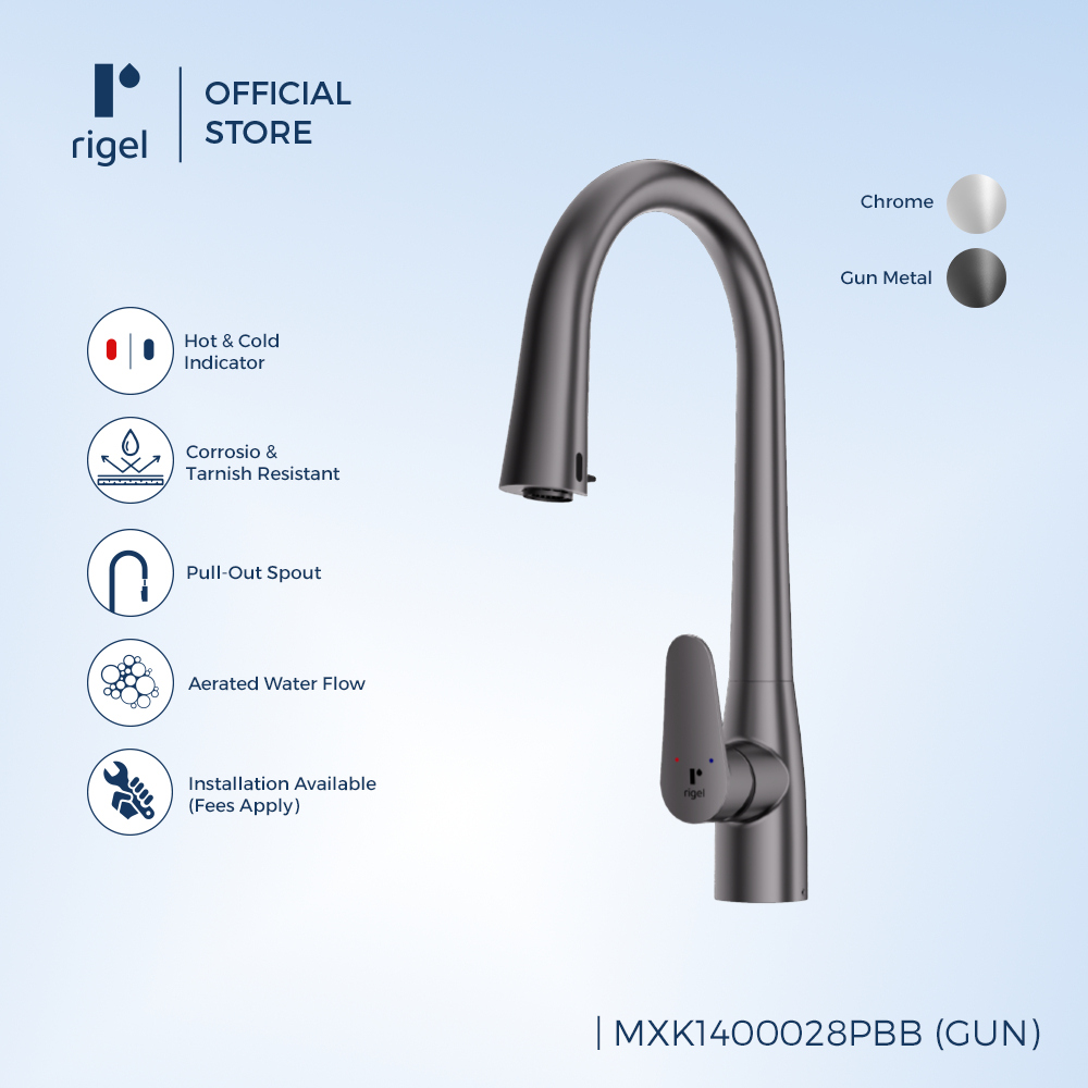 RIGEL Gunmetal Sensor Kitchen Faucet Mixer Tap MXK1400028PBB (GUN ...