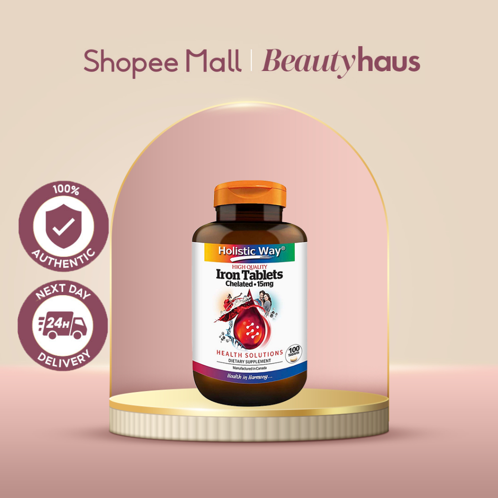 Holistic Way Iron Tablets Chelated 15mg - Vegan (100 Tablets) | Shopee ...