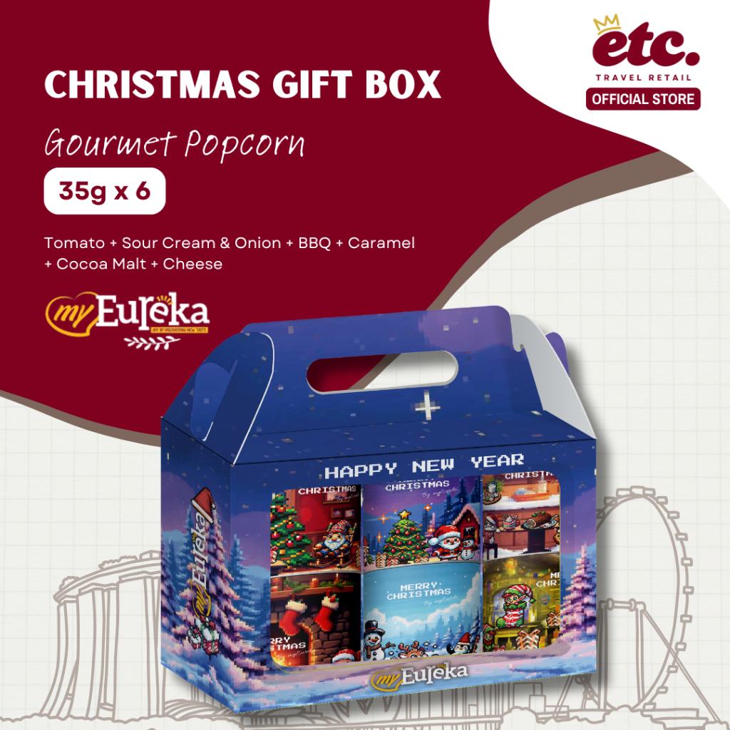 Eureka Popcorn Christmas Gift Box 2025 (6 x 35g Baby Can) | Shopee ...