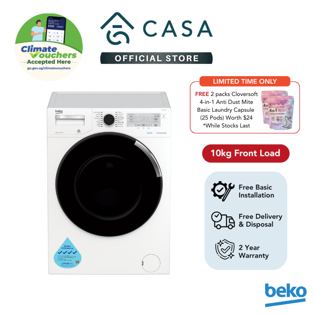 [Climate Voucher] Beko 10kg Front Load Washing Machine | Made in Turkey ...