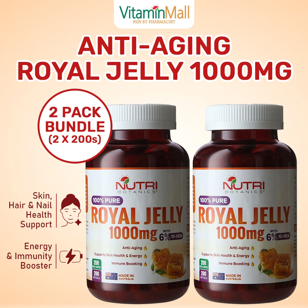 [TWIN PACK] Nutri Botanics Royal Jelly 1000mg - Anti Aging Supplement ...