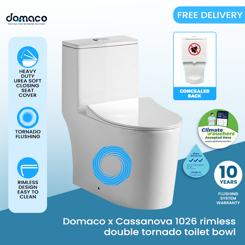 Domaco x Cassanova 1026 rimless double tornado toilet bowl | Shopee ...