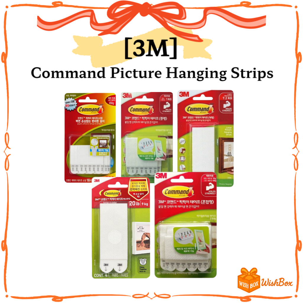 3M Command Picture Hanging Strips / No Surface Damage / Velcro Hanging ...