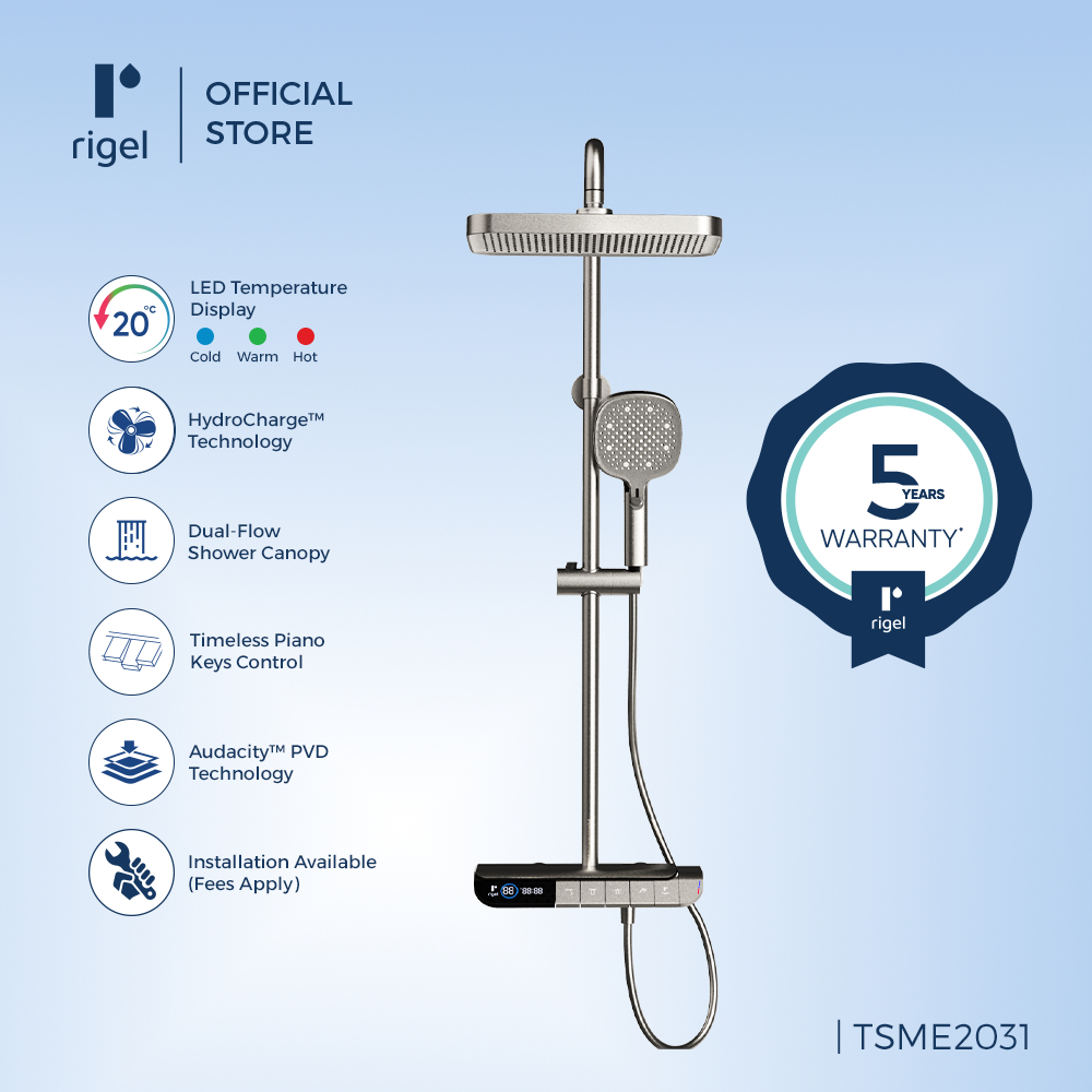 RIGEL Thermostatic Chrome Rain Shower Set TSME2031 | Shopee Singapore
