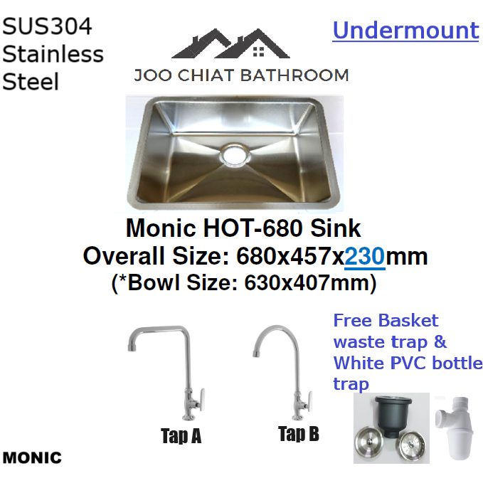 [Free Delivery] Monic HOT-680 Stainless steel Undermount kitchen sink ...