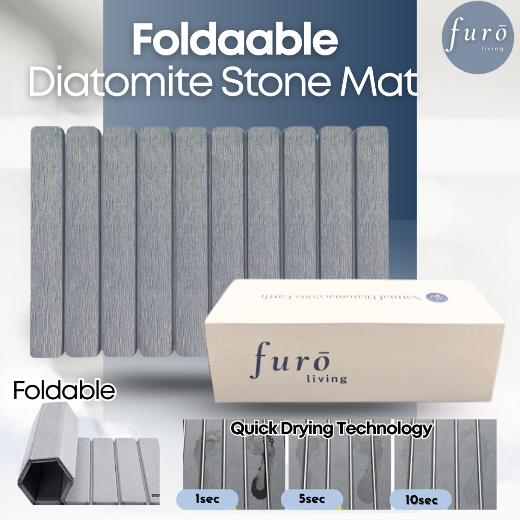 🇸🇬 Foldable Elegant Diatomite Stone Mat Bath Mat Fast Absorbing Non ...