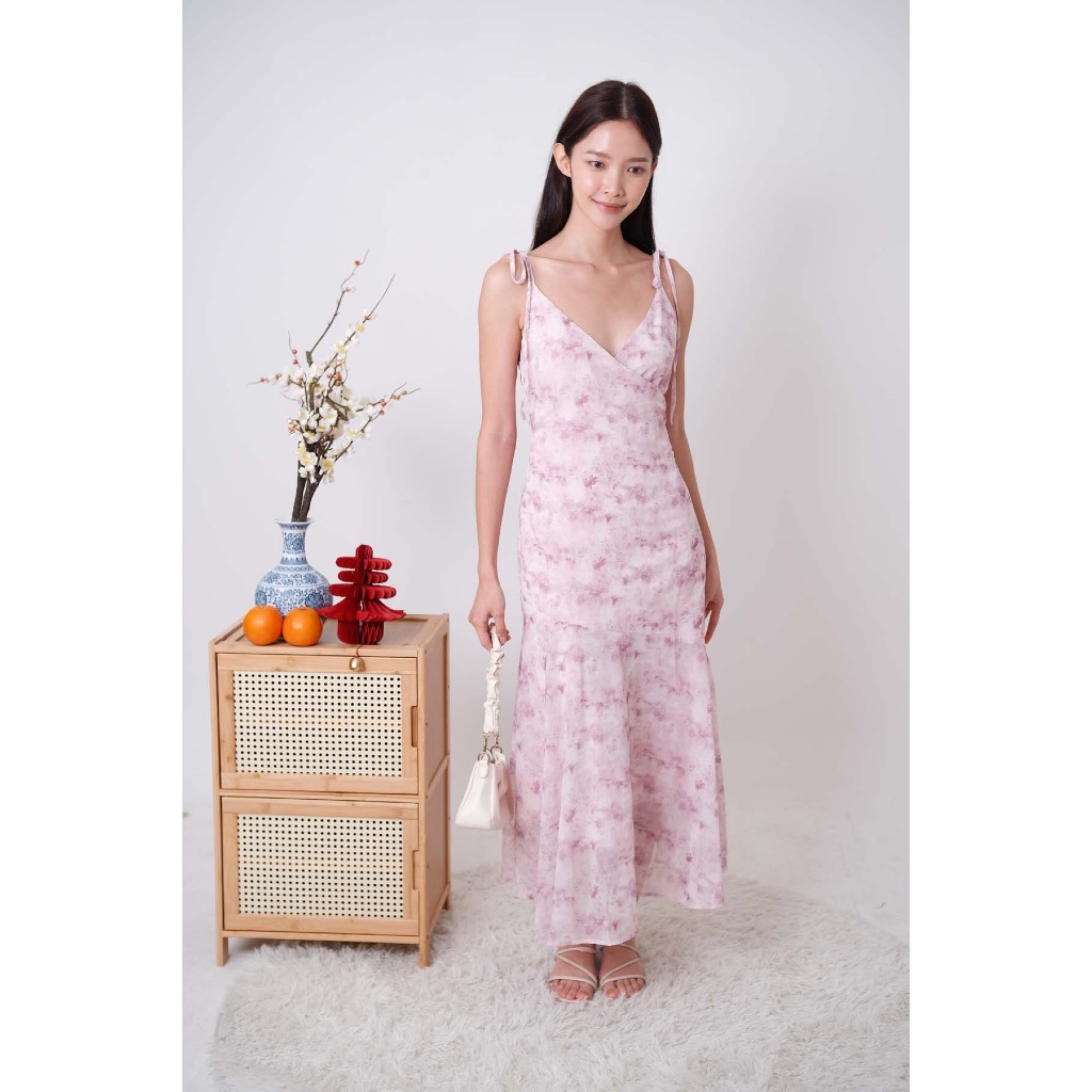 MGP Label Hestia Drop Hem Watercolour Dress | Shopee Singapore