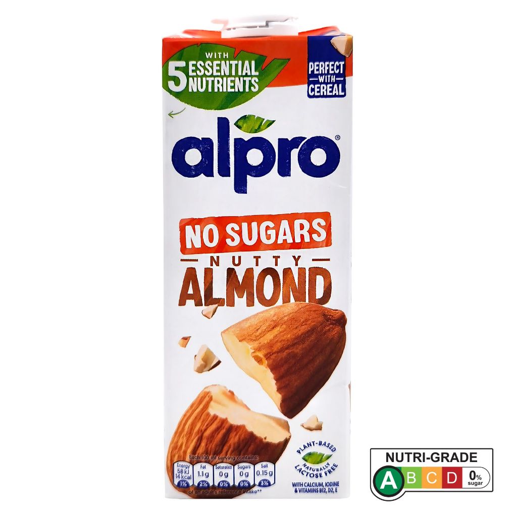 Alpro Plant Based No Sugar Nutty Almond Milk Drink UHT 1L [AMBIENT ...