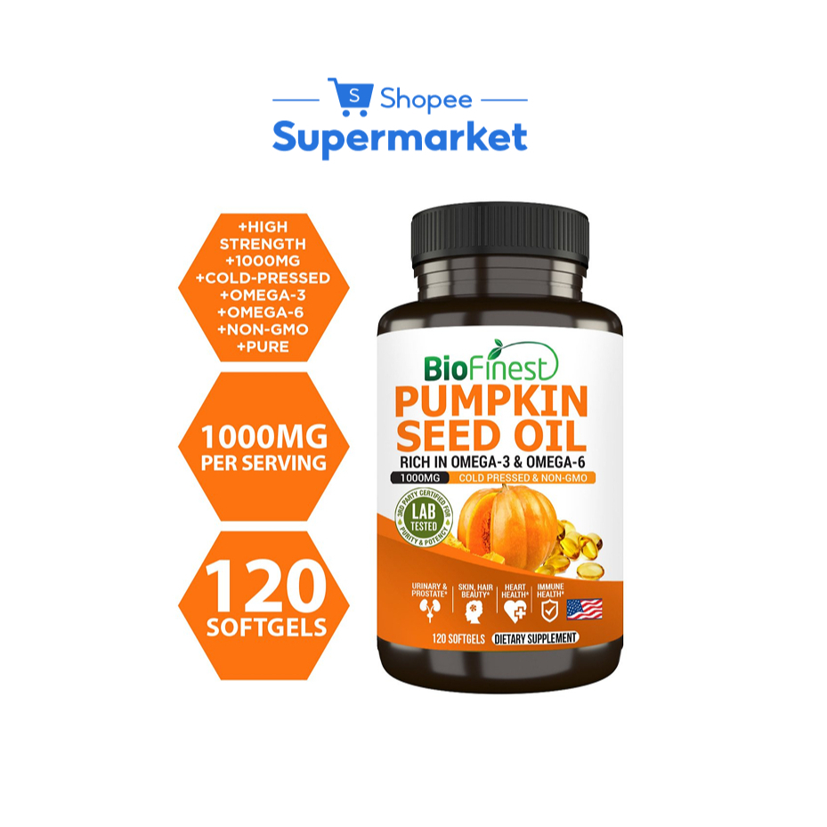 Biofinest Pumpkin Seed Oil Supplement Cold Pressed Omega 3 6 ...