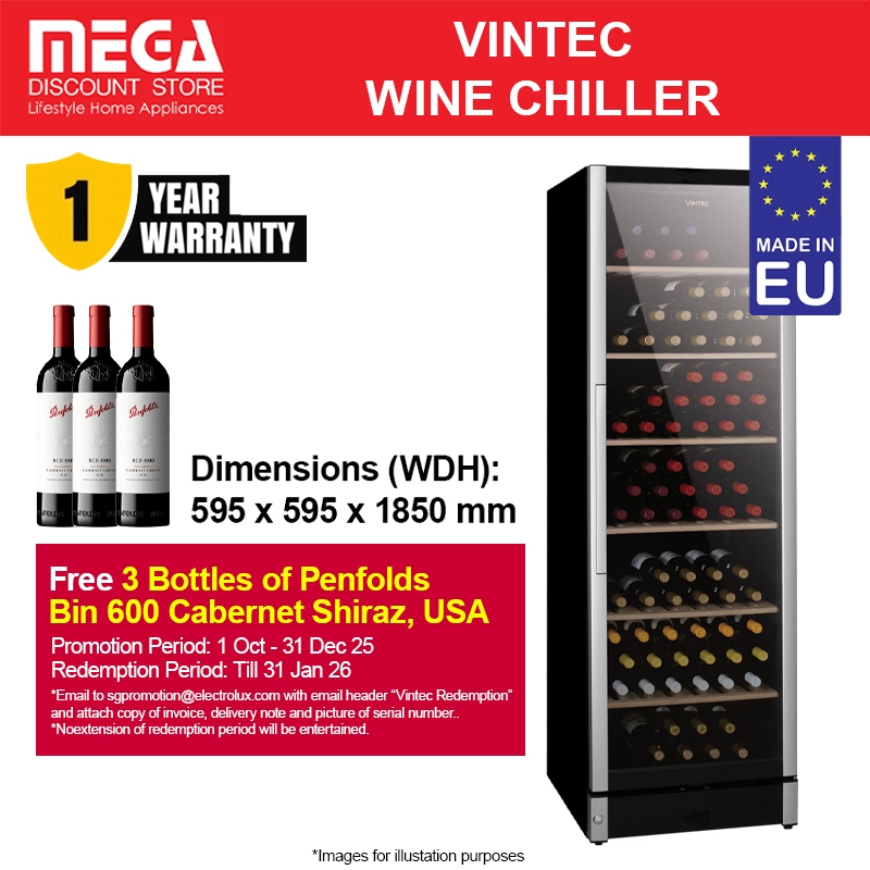 VINTEC VWM155SAA-X WINE CHILLER | Multi-Temp | Free 3 Bottles of ...