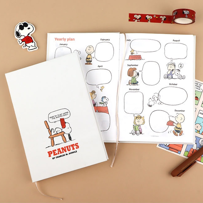 KOREA PEANUTS SNOOPY UNDATED DIARY - planner journal monthly scheduler ...