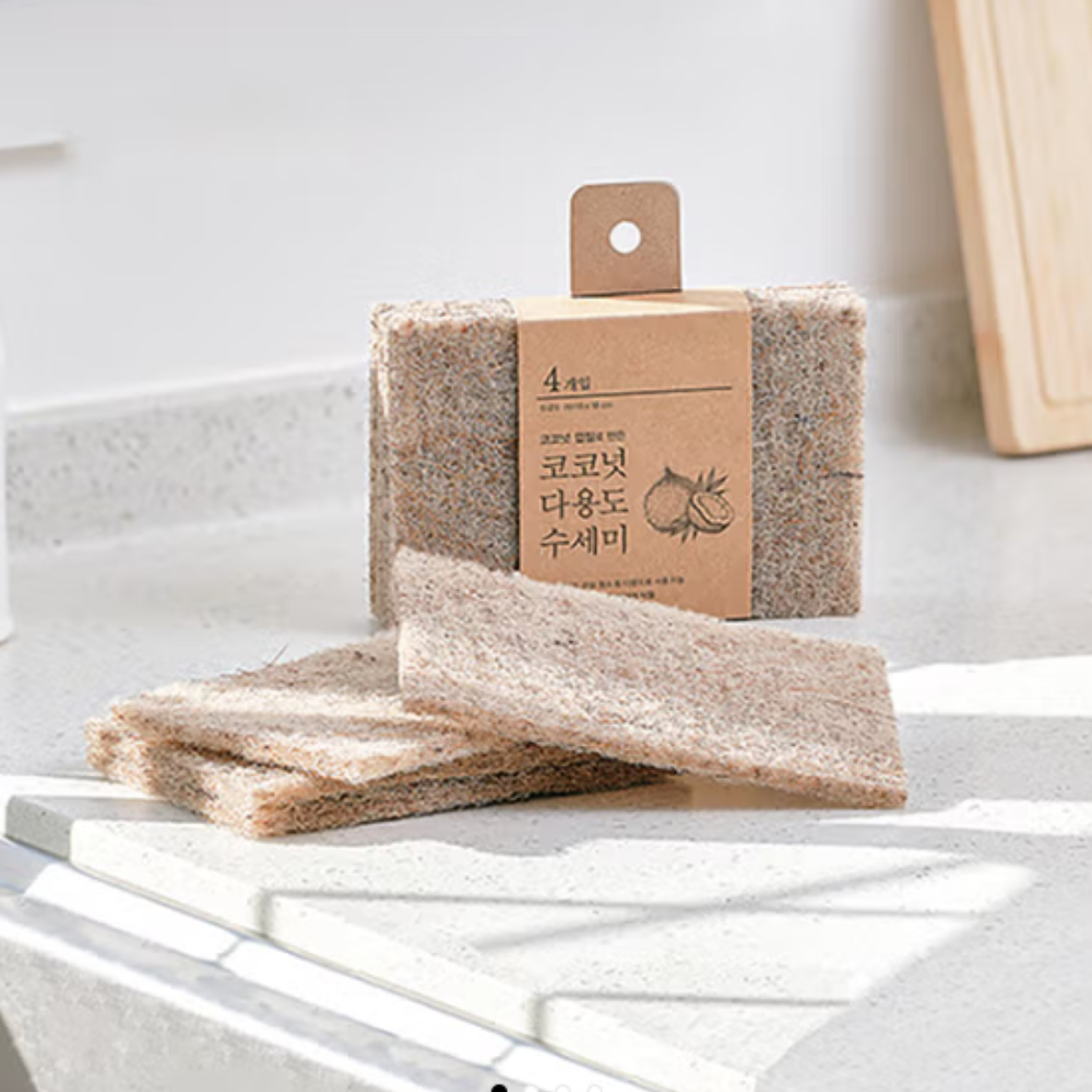 [DAISO KOREA] Coconut Fiber Dishwashing Scrubbers (4 Pieces) | Shopee ...