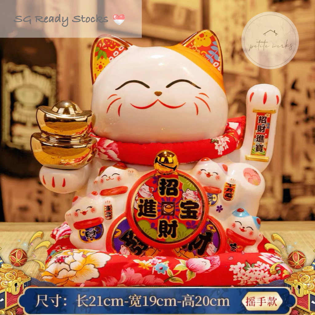 Sg Stock Premium Ceramic Maneki Neko Zhao Cai Mao 招财猫 Prosperity