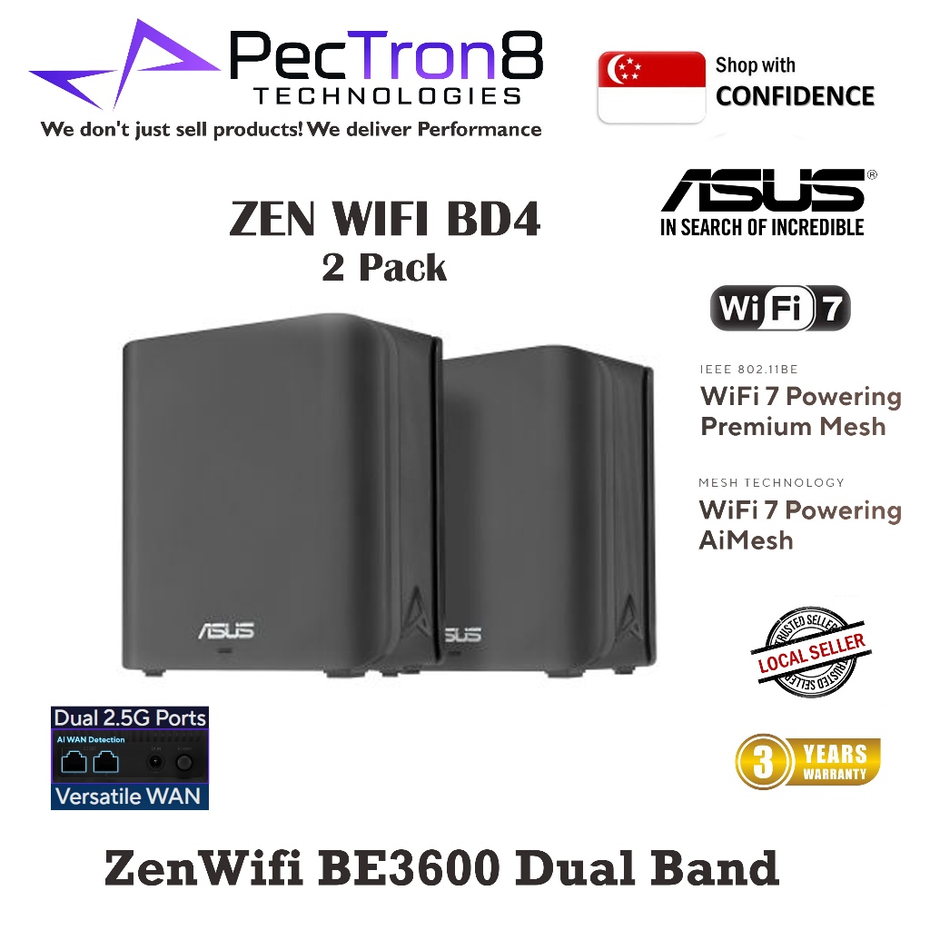ASUS ZenWiFi BD4 1-2-3 Pack Dual-band WiFi 7 Mesh | Shopee Singapore
