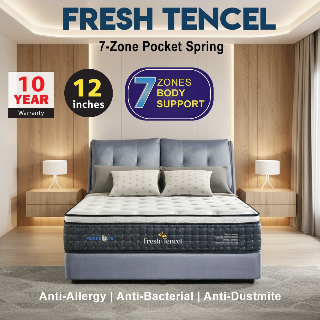 12in Perfecta Fresh Tencel 7 Zone Pocket Spring Mattress - Tencel ...