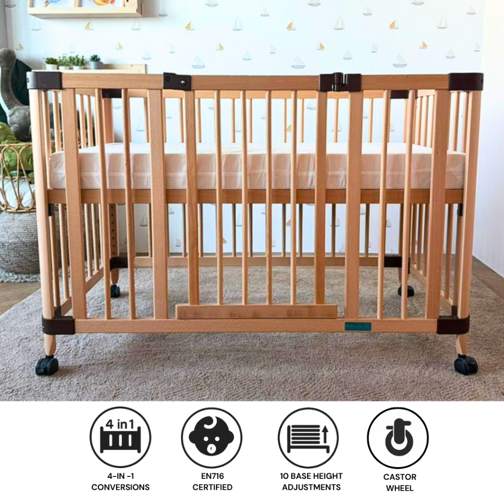 [Jarrons & Co] Happy Cot Happy Swing Baby Cot - Natural (Free ...