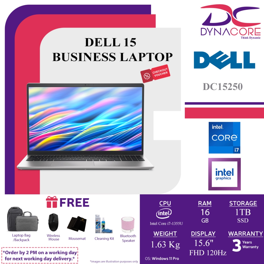 DELL 15 DC15250 BUSINESS MODEL LAPTOP SILVER |Intel Core i7-1355U|16GB ...