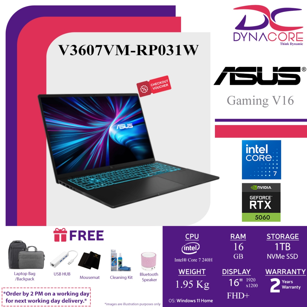 ASUS Gaming V16 V3607VM-RP031W (CORE 7 240H/16GBx1 +Empty/1TB SSD ...