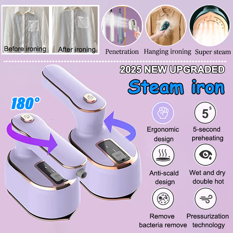 HX-6198 Mini Rotating Steam Iron, 1200W Handheld Portable Rotating ...