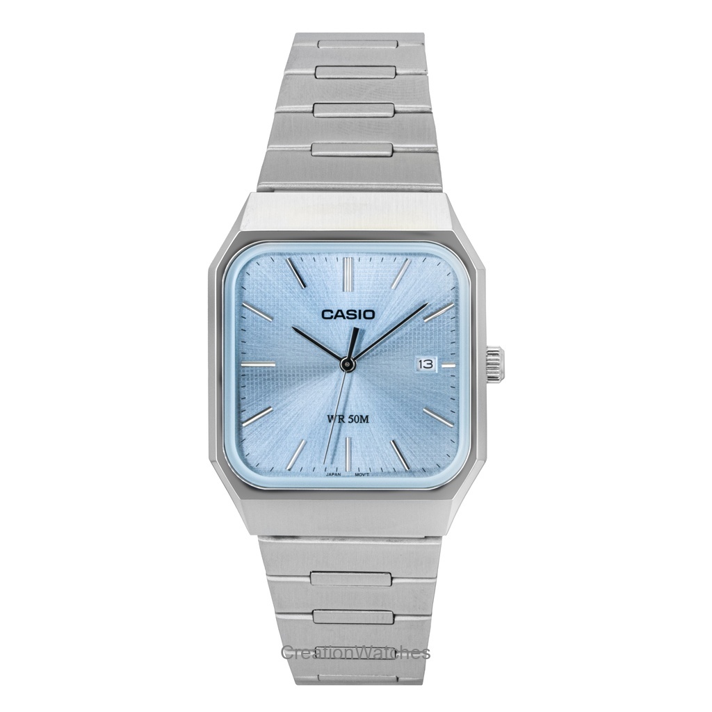 Casio Standard Analog Stainless Steel Ice Blue Dial Quartz MTP-B185D ...