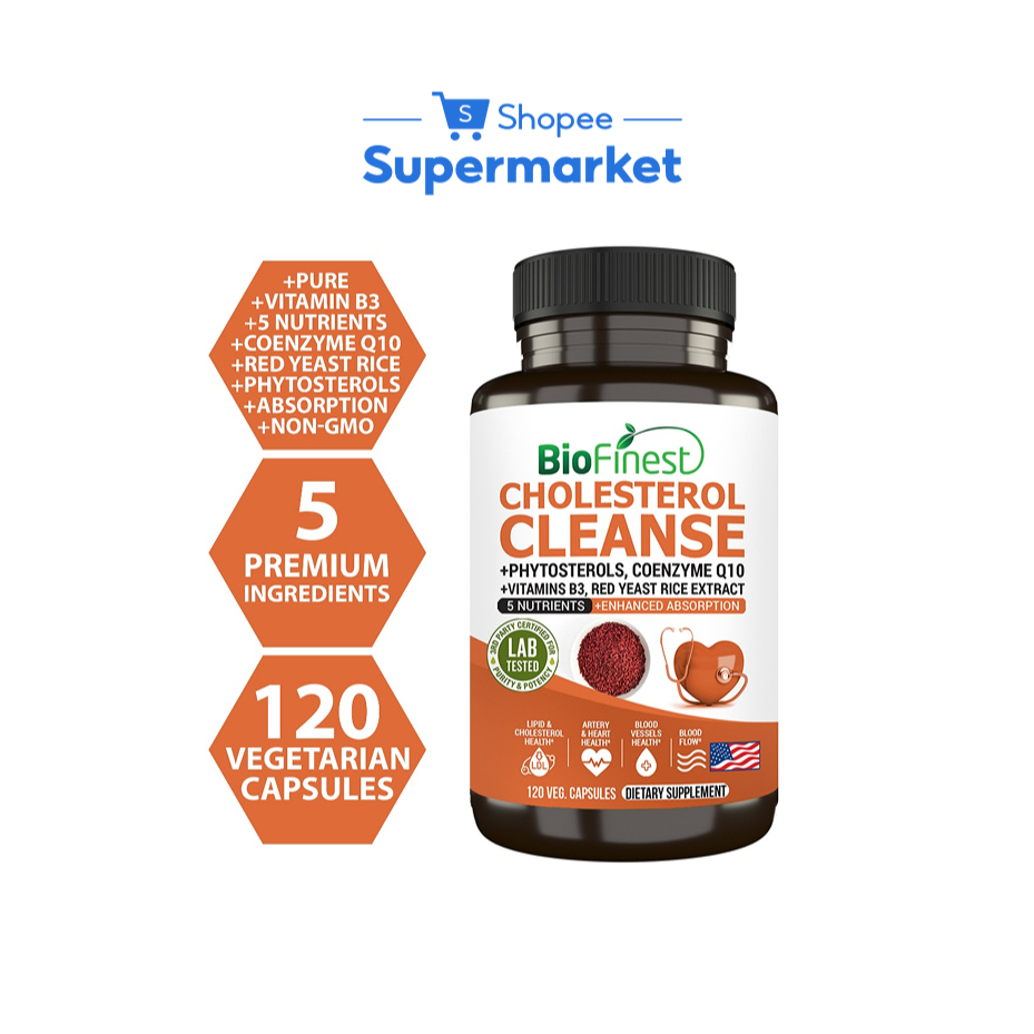 Biofinest Cholesterol Cleanse Supplement - Red Yeast Rice CoQ10 Lower ...