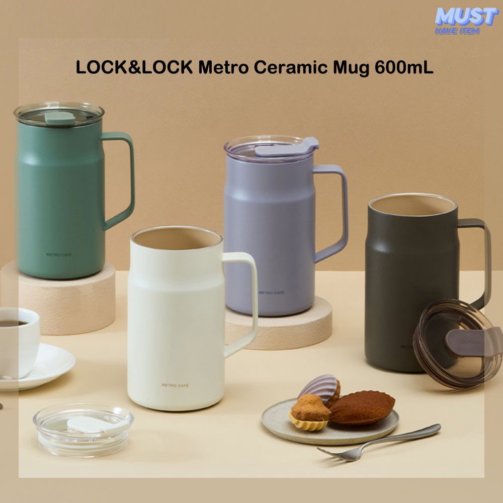 LocknLock Lock&Lock Metro Ceramic Mug 600mL Vanilla Latte, Matcha Latte ...