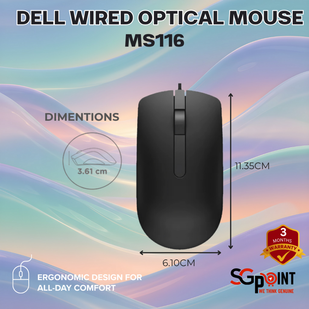 Dell Optical Mouse MS-116 – Comfortable & Precise Wired Mouse | Shopee ...