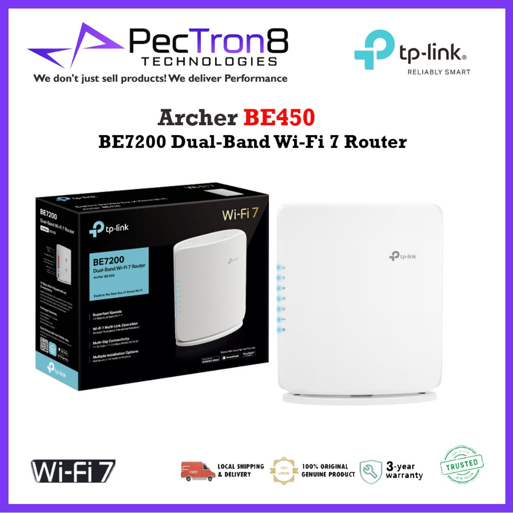 TP-Link Archer BE450 BE7200 Dual-Band Wi-Fi 7 Router | Shopee Singapore