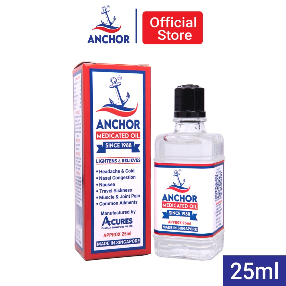 Anchor Medicated Oil 25ml | Fast Relief for Headache, Cold & Muscle ...