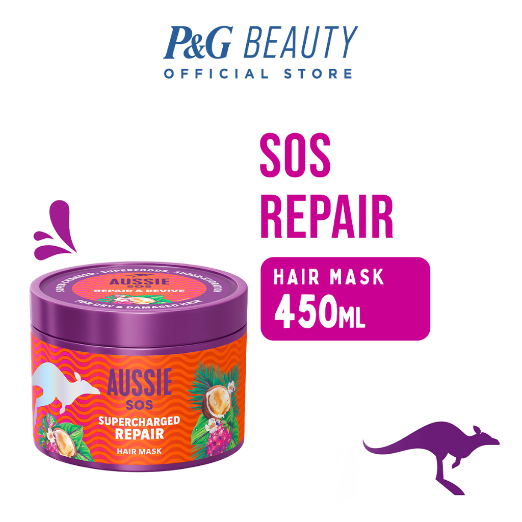 Aussie SOS Supercharged Repair Hair Mask for Dry and Damaged Hair ...