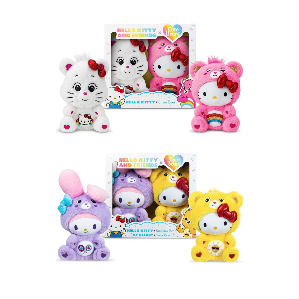 Care Bears x Hello Kitty Plush 2 Pack - Hello Kitty as Funshine Bear ...