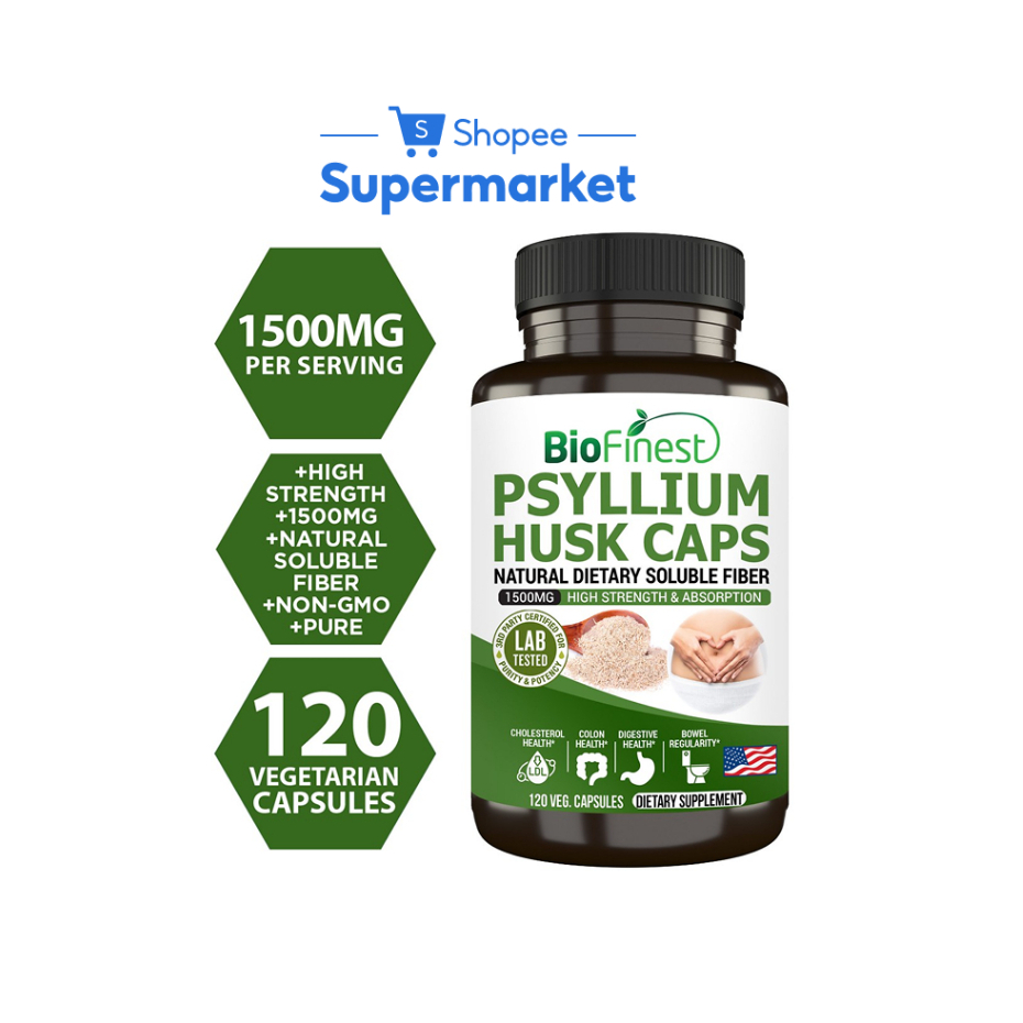 Biofinest Psyllium Husk Capsule Supplement Fiber Digestion Gut Bowel ...