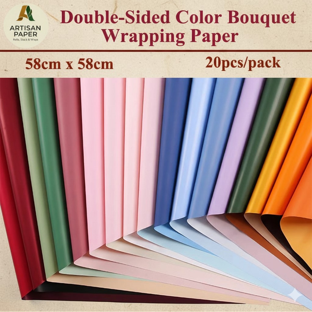 SG Double-Sided Color Bouquet Wrap (58x58cm 20pcs) | Multi-Color Flower ...