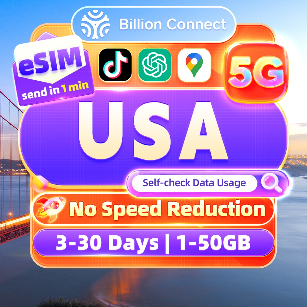 USA eSIM Unlimited 5G Data Daily 500MB-3GB Total 5-20GB High Speed Data ...