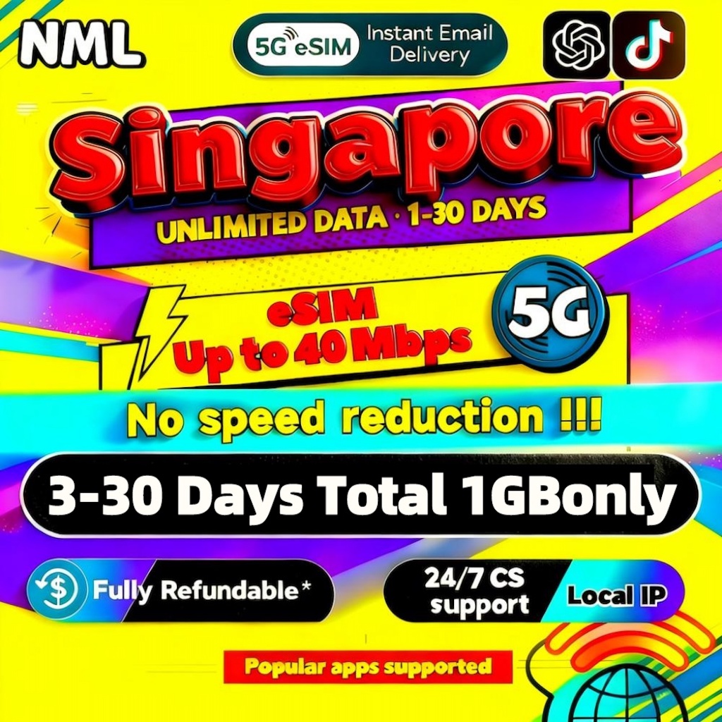 NML Singapore eSIM 5G 3-30 Days Total 1GB Data Package eSIM Singapore ...