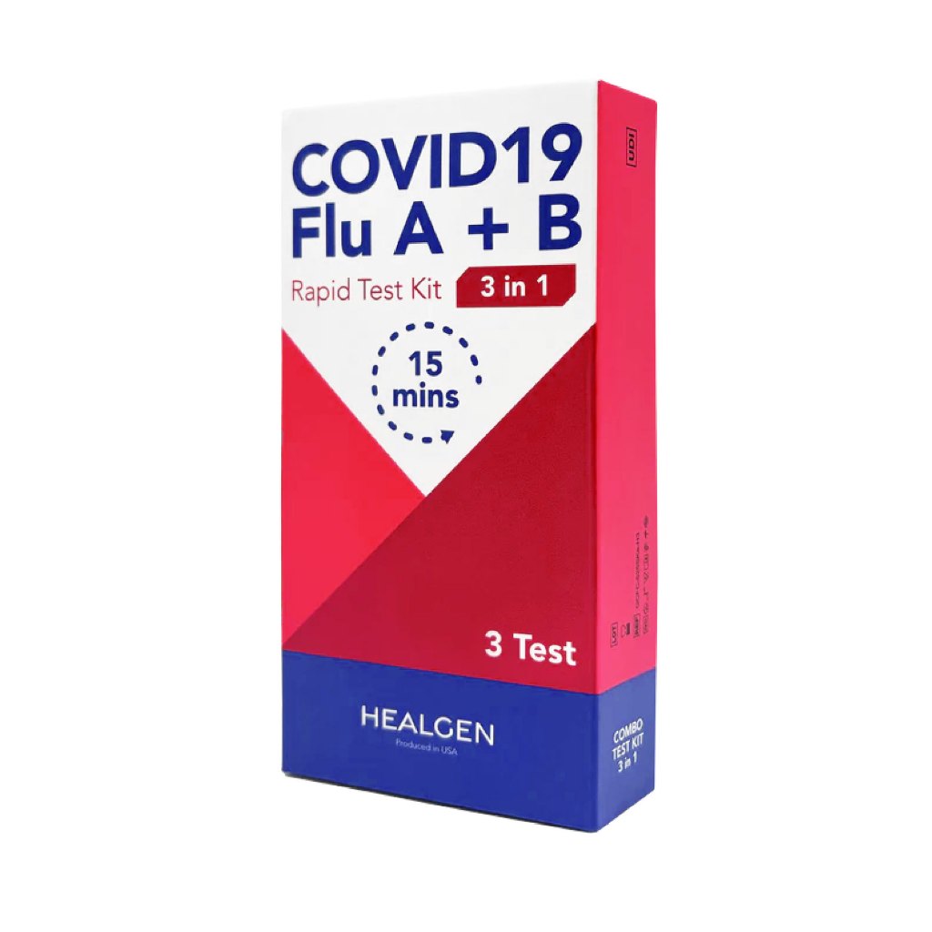 Healgen Rapid Check COVID-19/Flu A&B Antigen Test Kit (3 tests/box ...