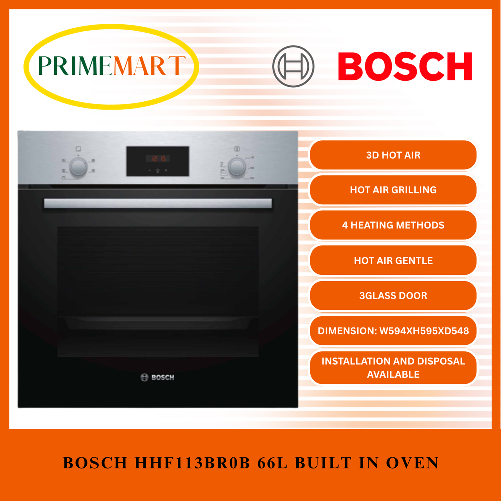 BOSCH HHF113BR0B 66L BUILT IN OVEN + 2 YEARS WARRANTY | Shopee Singapore
