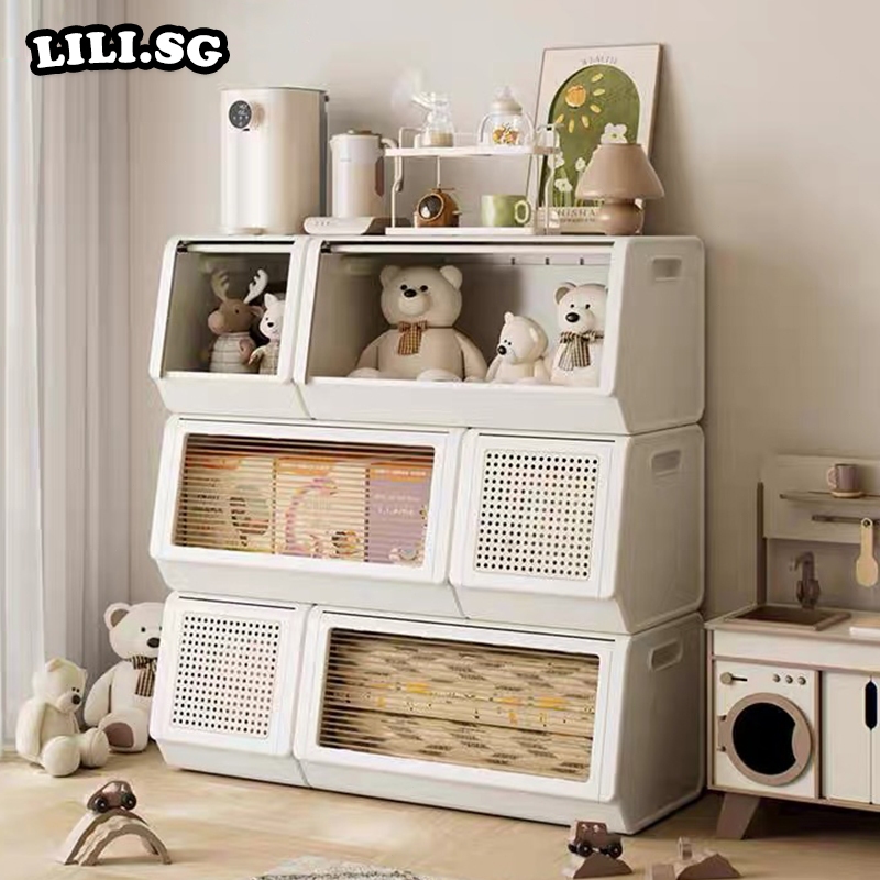 Stackable Plastic Storage Box Large Capacity Flip Top Storage Box Home ...