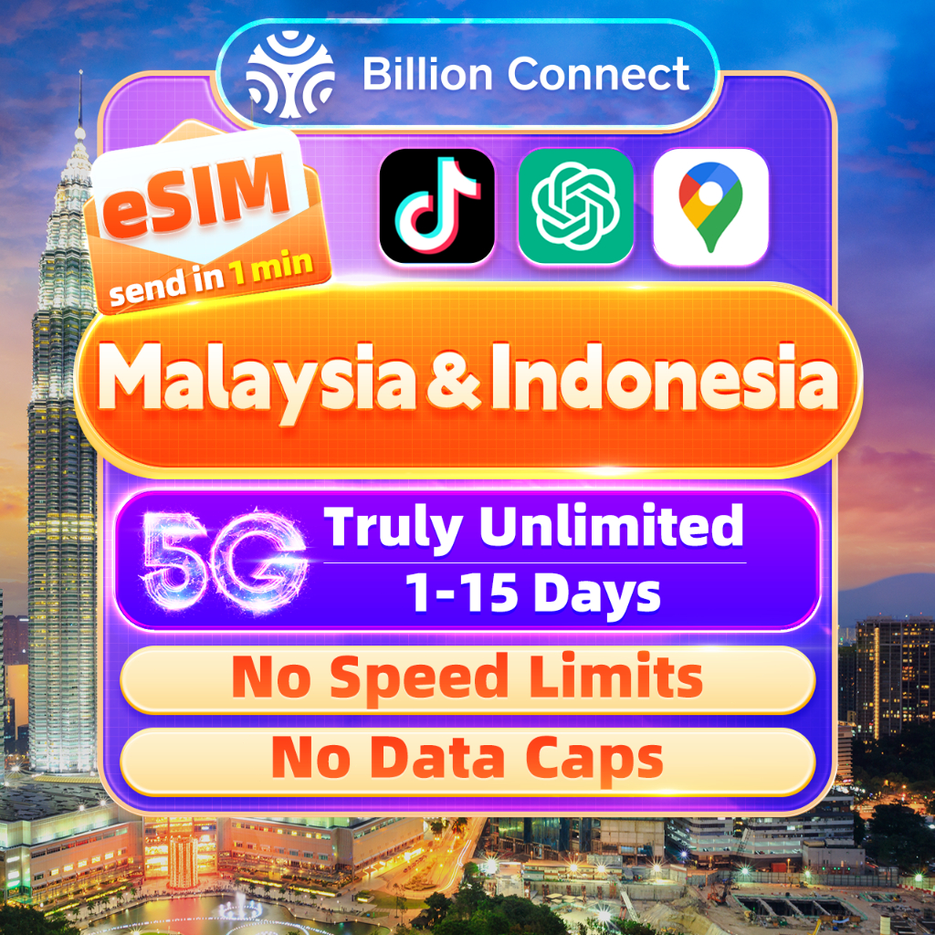 Malaysia eSIM Indonesia 5G Truly Unlimited Data send in 1 min ...