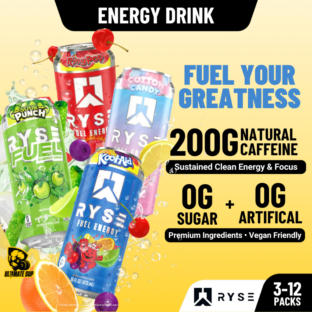 RYSE Fuel Energy Drink, Clean Energy No Crash, Zero Sugar & Vegan ...