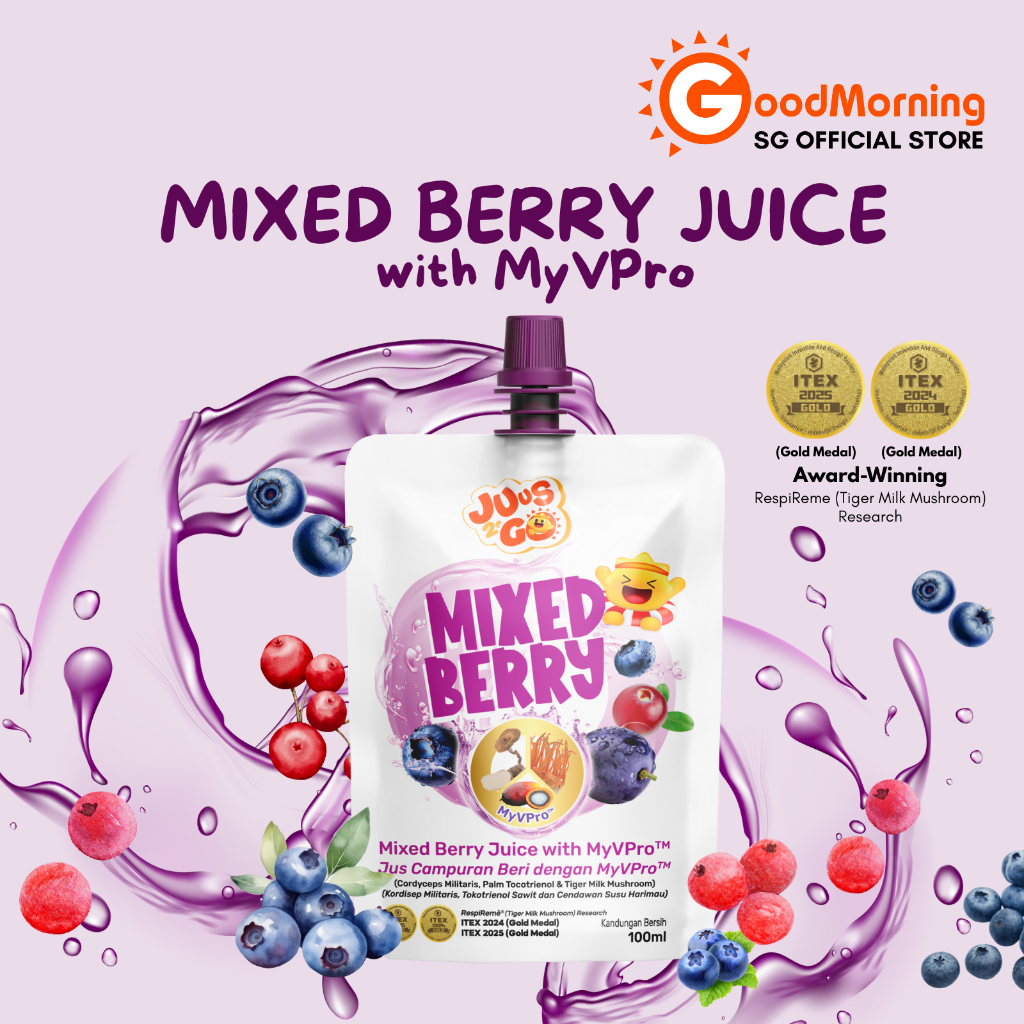 GoodMorning Mixed Berry Juice with MyVPro 100ml x 10packs | Antioxidant ...