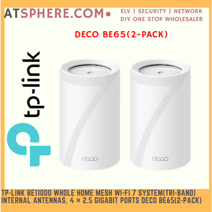 TP-LINK BE11000 Whole Home Mesh Wi-Fi 7 System(Tri-Band)Deco BE65(2 ...