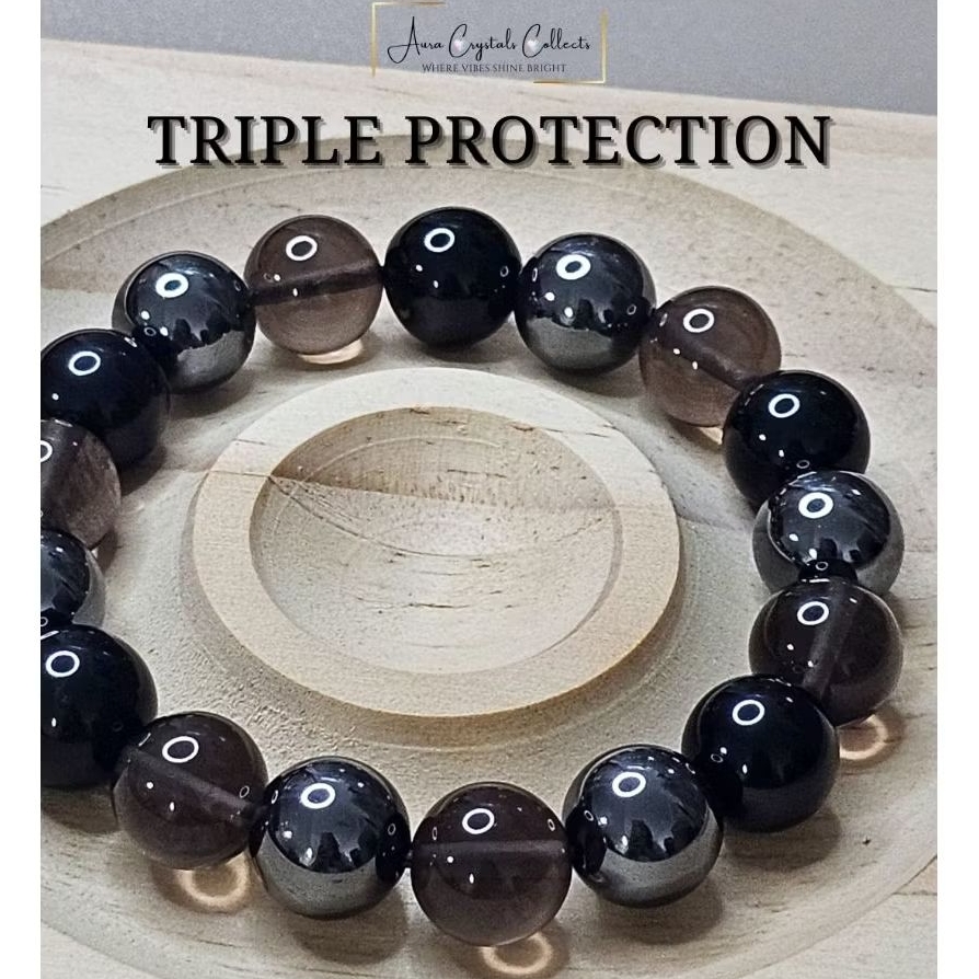 Triple Protection Crystal Bracelet for Protection Grounding & Strength ...