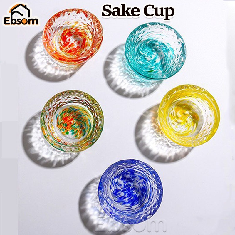【SG】Japanese Sake Cup Colorful Glass Small Tea Cup Fruit Wine Cup Wine ...