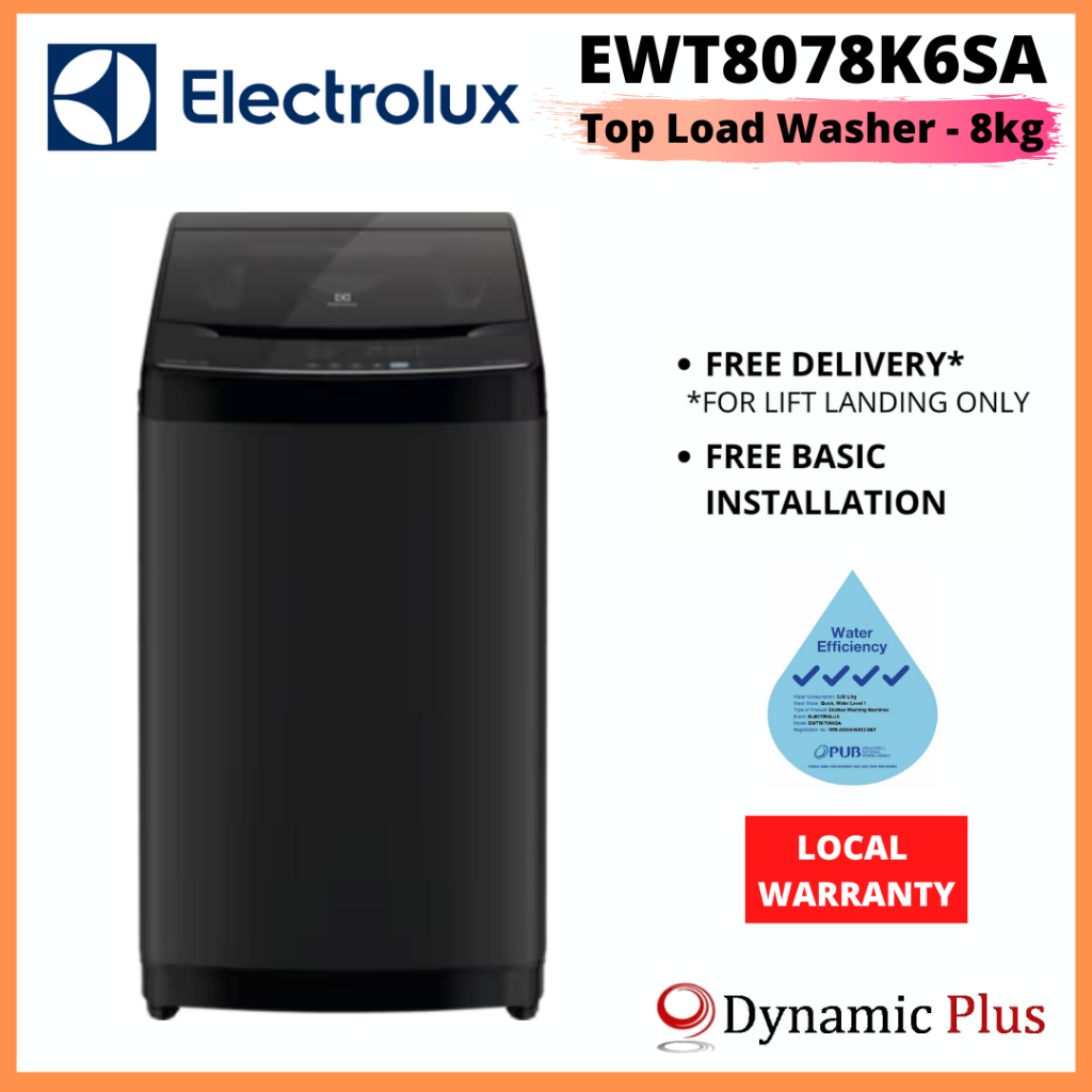 ELECTROLUX EWT8078K6SA Top Load Washing Machine - 8Kg | Shopee Singapore