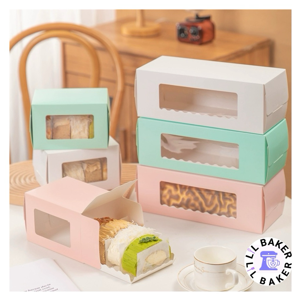 [LIL BAKER] 10PCS SWISS ROLL BOX LONG CAKE BOX | Shopee Singapore