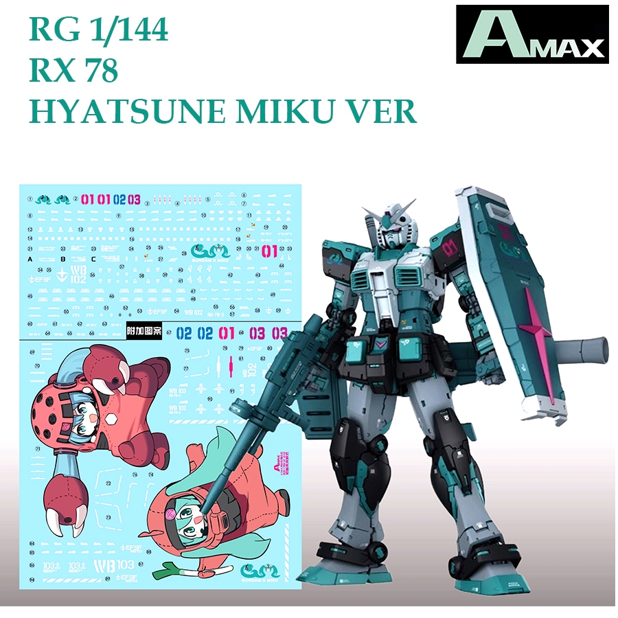[ AMAX ] RG02 RG 1/144 RX 78 HYATSUNE MIKU VER GUNDAM WATER SLIDE DECAL ...