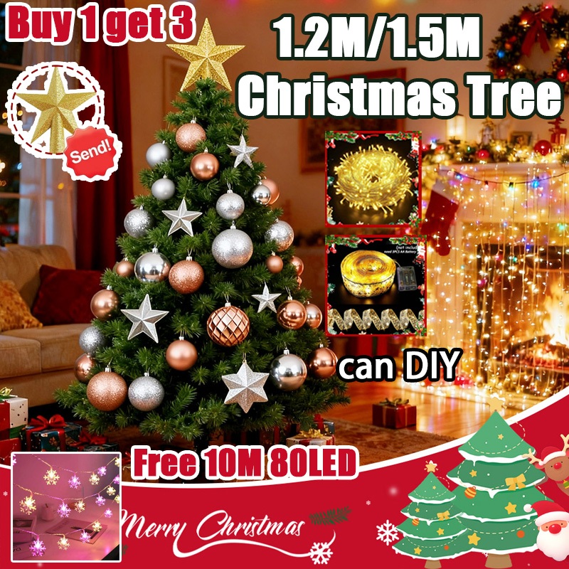 🎉𝐒𝐆 𝐋𝐨𝐜𝐚𝐥🎉(Buy 1 get 3)🎄150cm Christmas Tree🎄350 Branches Green Christmas Tree with Metal Stand ...