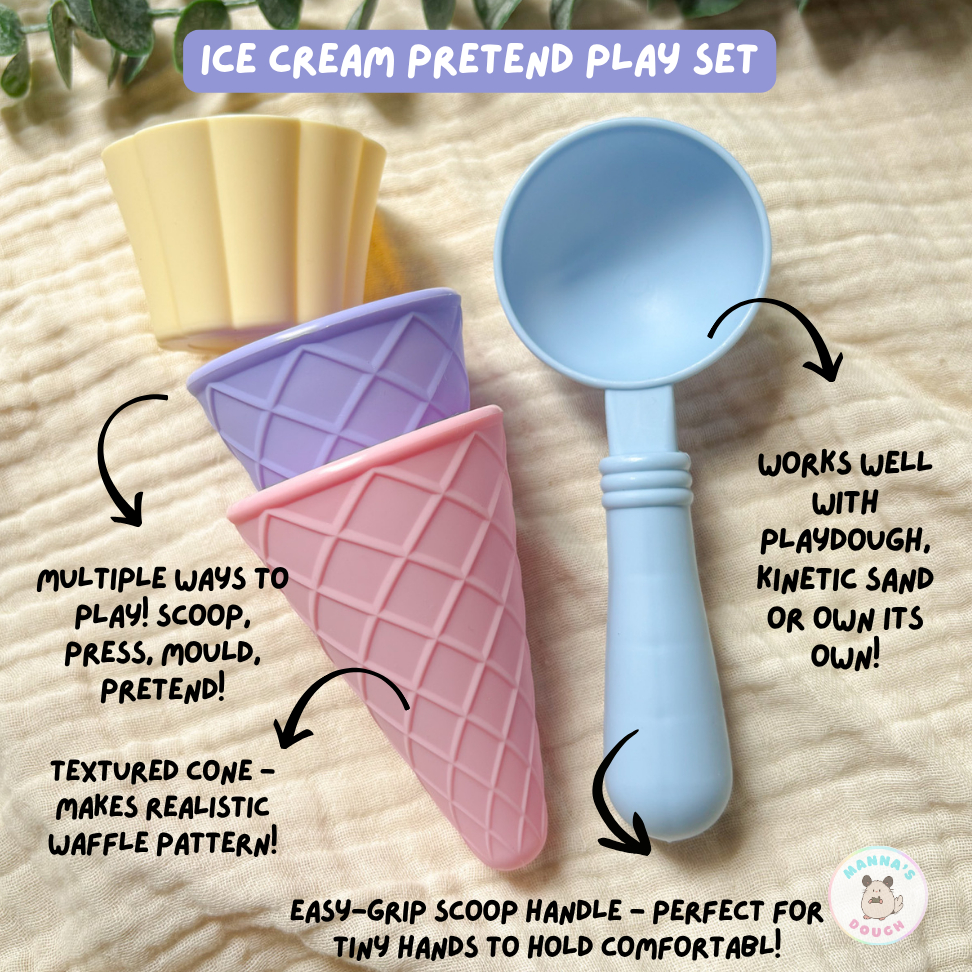 Ice Cream Play Set for Playdough, Playdoh Kinetic Sand & Pretend Play ...