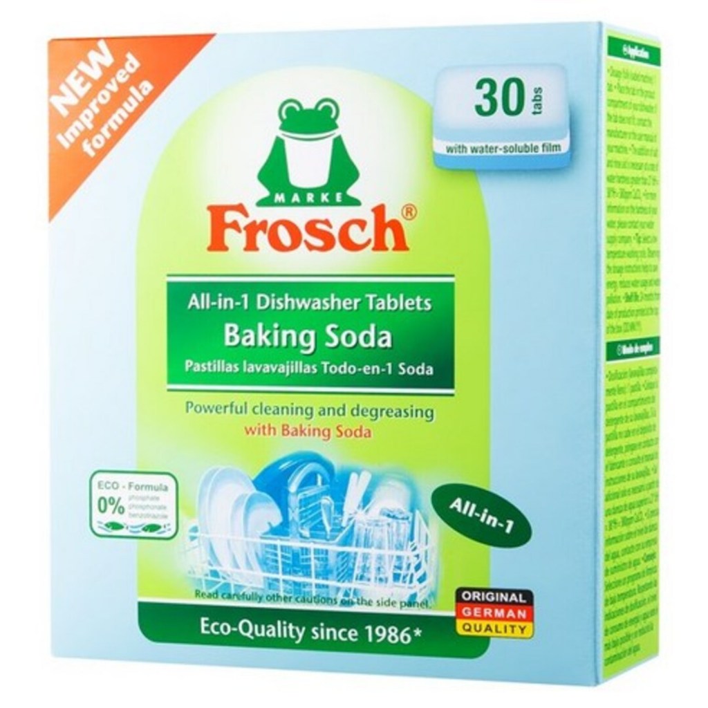 Frosch All-in-One Baking Soda Dishwasher Tablets – Powerful Eco-Friendly Cleaning, 30 Tablets ...